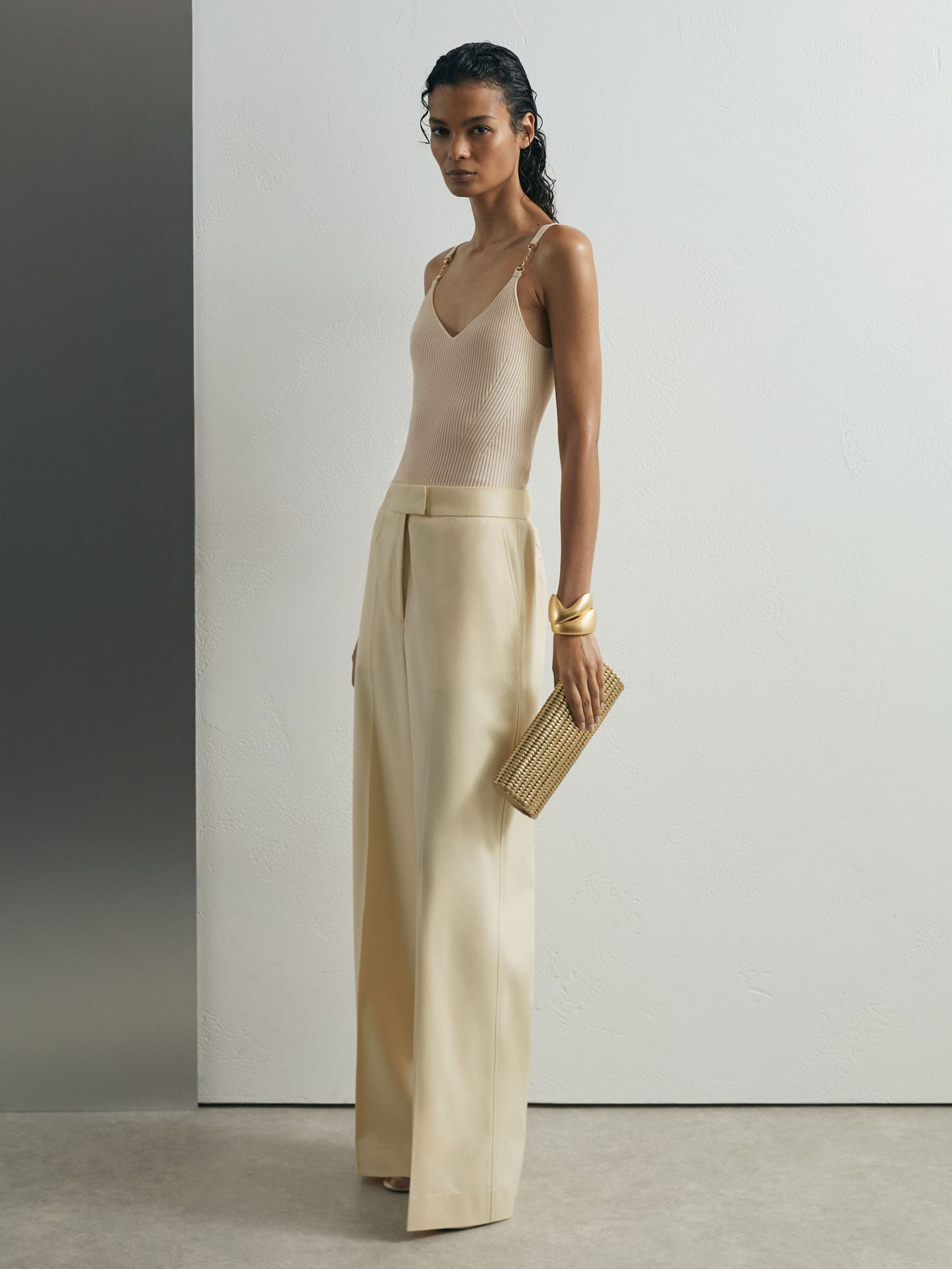 ATELIER Silk-Blend Rib-Knit Cami